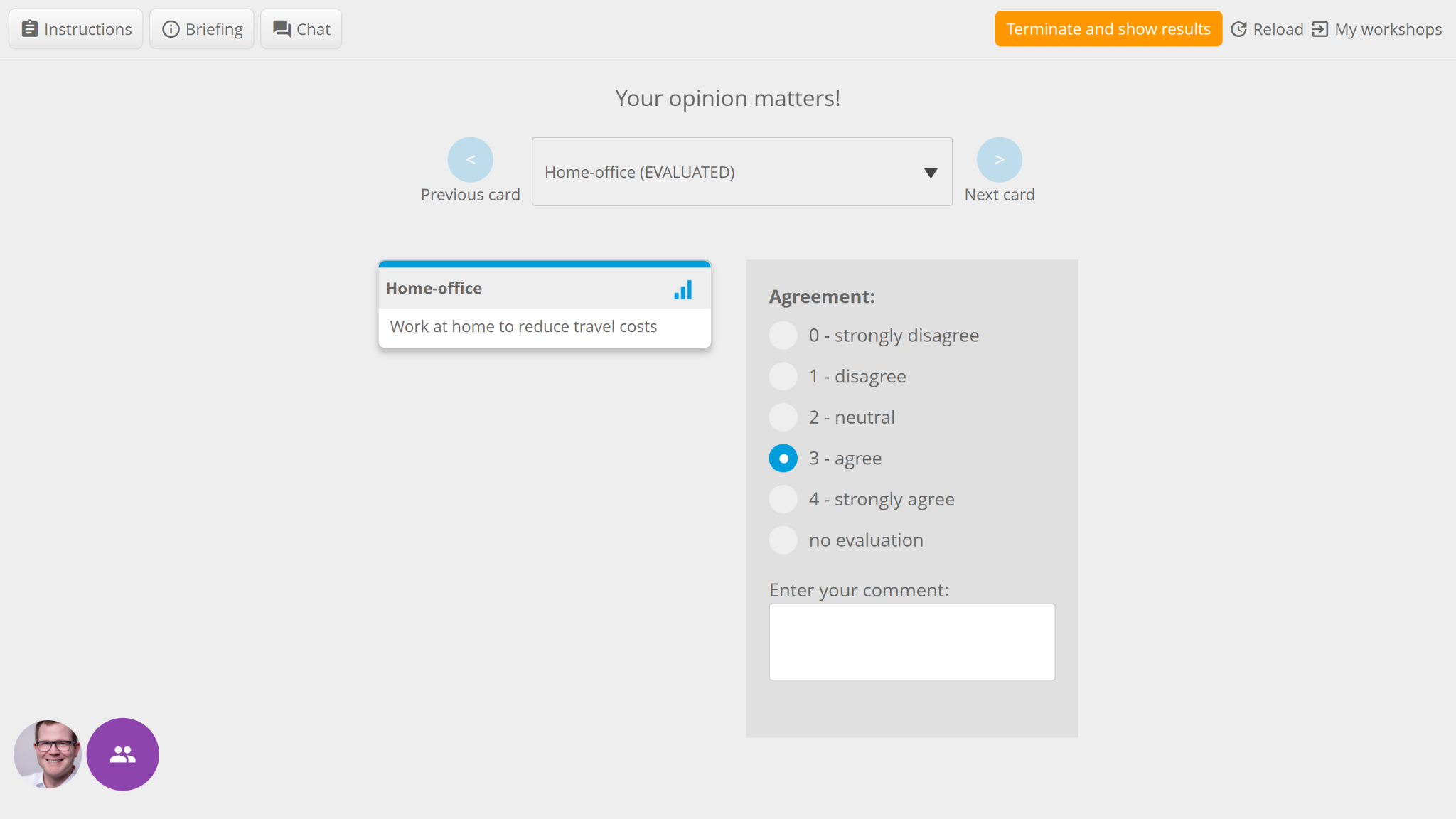 New workshop dashboard - IdeaClouds